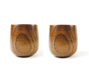 japanbargain , wooden tea cup water coffee mug japanese zen style teacup 4 ounce 120ml, pack of 2