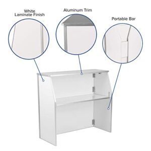 Flash Furniture Amara 4' White Laminate Foldable Bar - Portable Event Bar