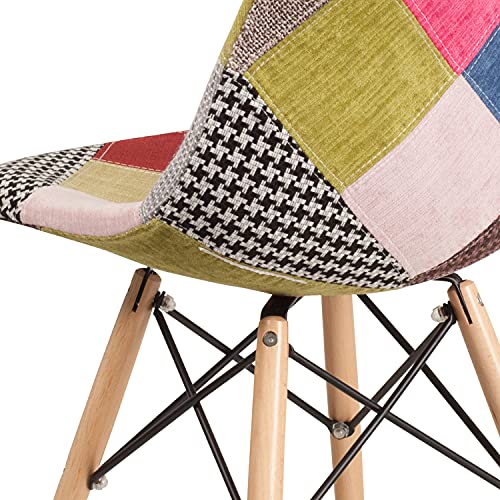 Flash Furniture 2 Pack Elon Series Milan Patchwork Fabric Chair with Wooden Legs