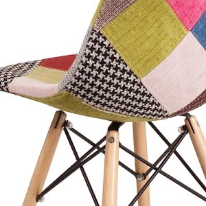 Flash Furniture 2 Pack Elon Series Milan Patchwork Fabric Chair with Wooden Legs