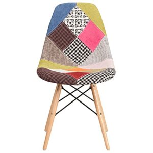 Flash Furniture 2 Pack Elon Series Milan Patchwork Fabric Chair with Wooden Legs