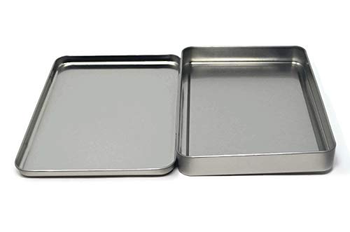 (2 Pack) Tin Container, Large (7.25" x 5.25" x 1") by Crafftin - Hinged, Metal Rectangular tins for Crafts, Survival Supplies, Kitchen Storage, and General Organization