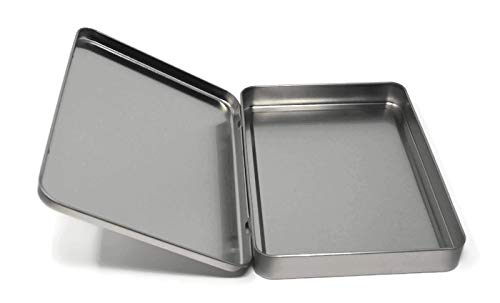 (2 Pack) Tin Container, Large (7.25" x 5.25" x 1") by Crafftin - Hinged, Metal Rectangular tins for Crafts, Survival Supplies, Kitchen Storage, and General Organization