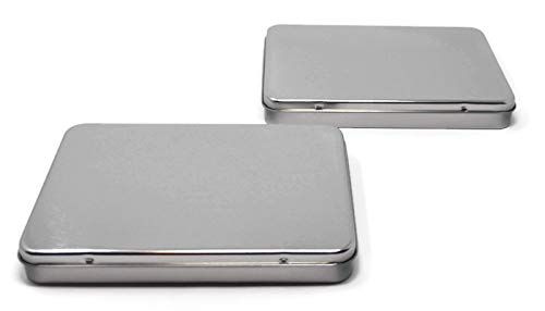 (2 Pack) Tin Container, Large (7.25" x 5.25" x 1") by Crafftin - Hinged, Metal Rectangular tins for Crafts, Survival Supplies, Kitchen Storage, and General Organization