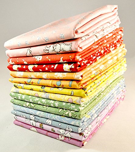 Designer Fabric 30's Reproduction Prints Fat Eighths Bundle, 14 Pieces Cotton Fabric