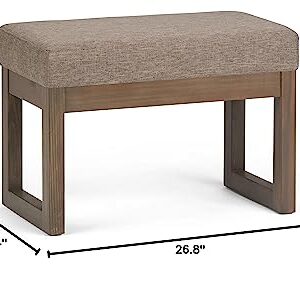 SIMPLIHOME Milltown 26 inch Wide Rectangle Ottoman Bench Fawn Brown Footstool, Linen Look Polyester Fabric for Living Room, Bedroom, Contemporary Modern