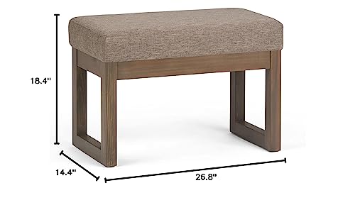 SIMPLIHOME Milltown 26 inch Wide Rectangle Ottoman Bench Fawn Brown Footstool, Linen Look Polyester Fabric for Living Room, Bedroom, Contemporary Modern