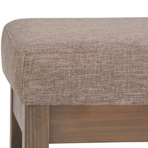 SIMPLIHOME Milltown 26 inch Wide Rectangle Ottoman Bench Fawn Brown Footstool, Linen Look Polyester Fabric for Living Room, Bedroom, Contemporary Modern