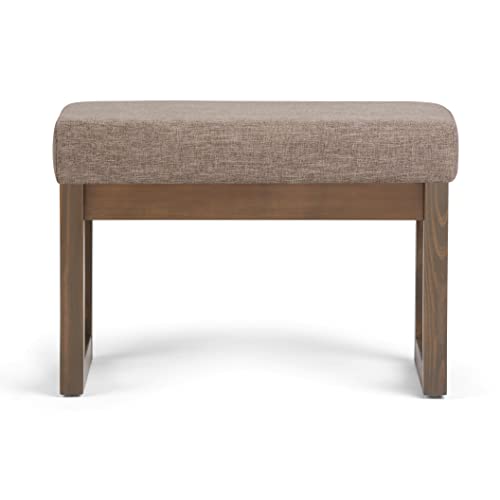 SIMPLIHOME Milltown 26 inch Wide Rectangle Ottoman Bench Fawn Brown Footstool, Linen Look Polyester Fabric for Living Room, Bedroom, Contemporary Modern