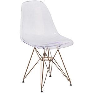 flash furniture elon series ghost chair with gold metal base