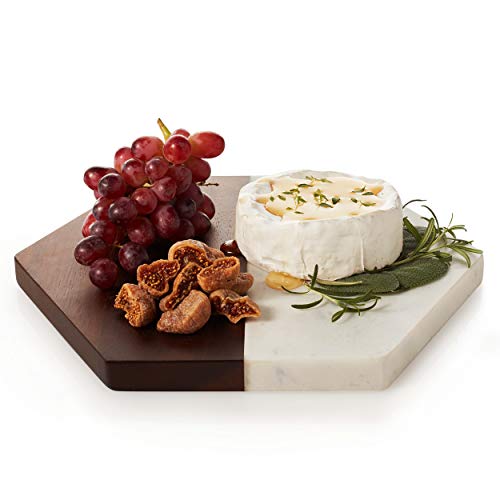 Libbey Urban Story Wood and Marble Fifty Tray, 10-inch