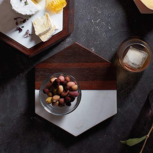 Libbey Urban Story Wood and Marble Fifty Tray, 10-inch