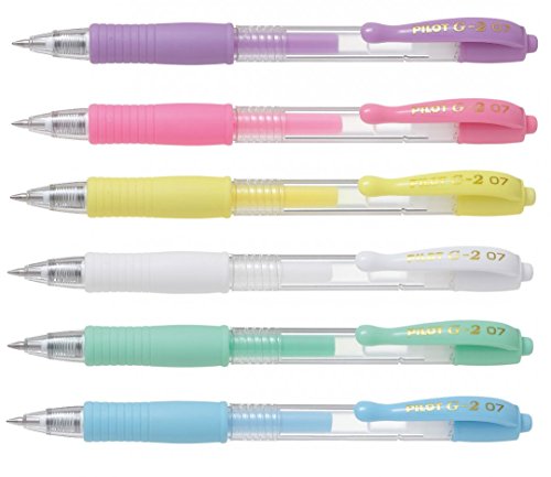 Pilot G2 Pastel Gel Ink Rollerball Pens Assorted Colors - Pack 6