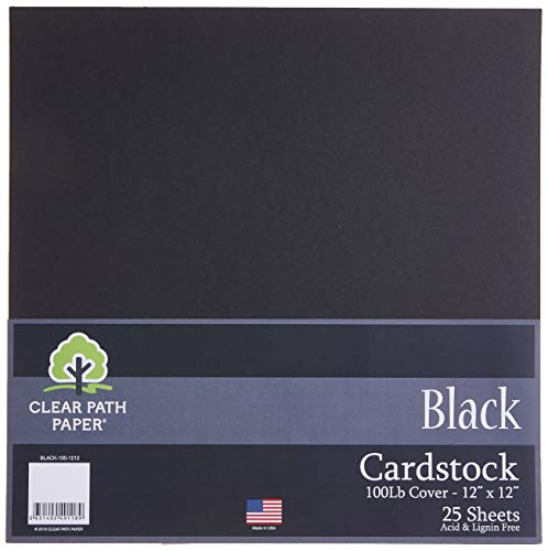 Black Cardstock - 12 x 12 inch - 100Lb Cover - 25 Sheets