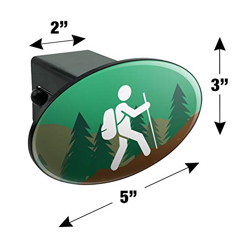 Hiker Hiking Symbol Mountain Nature Oval Tow Trailer Hitch Cover Plug Insert