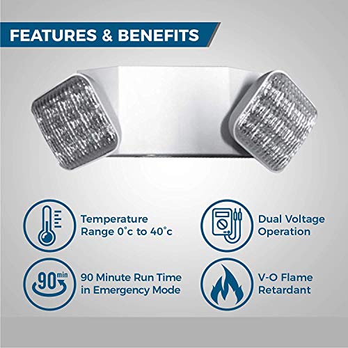 Ciata Led Emergency Lights for Business, for Home Power Failure - Ultra-bright Led Emergency Lights with Battery Backup, Fire Emergency Lights, Made from Engineering-grade Thermoplastic - 6 Pack