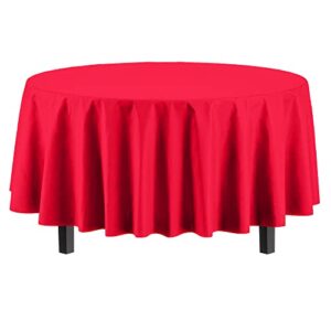 Exquisite 6-Pack Premium Plastic Tablecloth 84in. Round Plastic Table Cover - Red