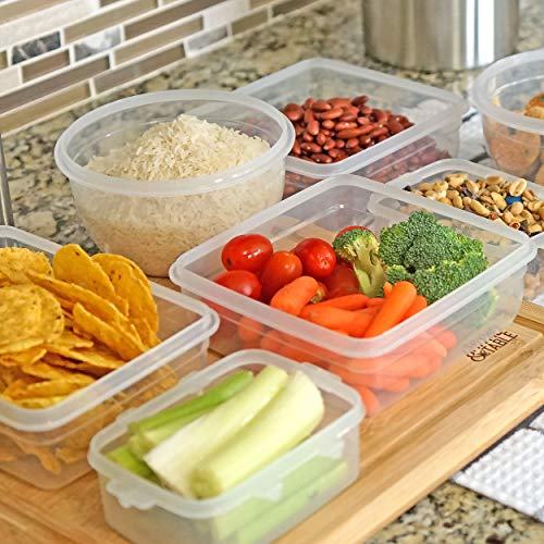 16 Piece Clip Lock Food Container Storage Set - Microwave & Dishwasher Safe Kitchen Box