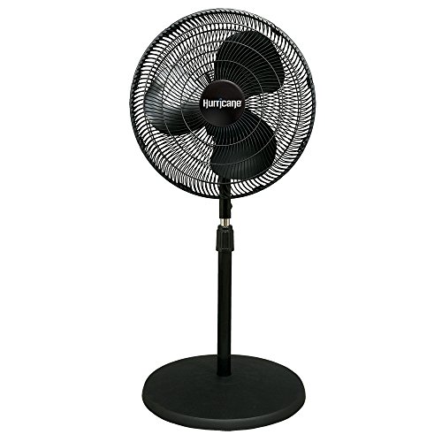 Hurricane Stand Fan - 16 Inch | Classic Series | Pedestal Fan with 90 Degree Oscillation, 3 Speed Settings, Adjustable Height 41 Inches to 55 Inches - ETL Listed, Black (736542)