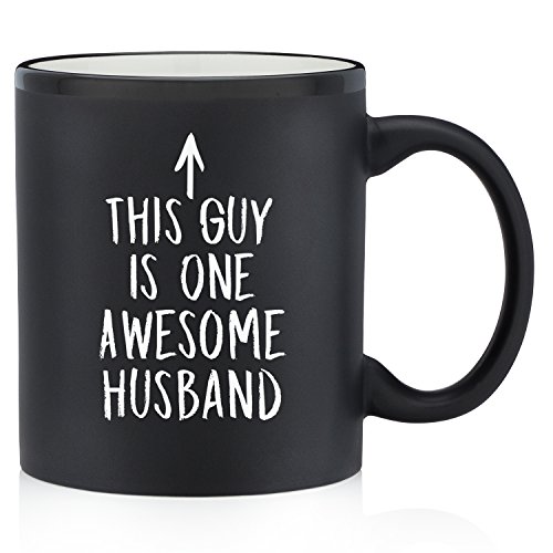 One Awesome Husband Funny Coffee Mug - Anniversary & Birthday Gifts for Husband, Men, Him - Best Husband Gifts from Wife, Her - Bday Present Idea - Fun Husband Mug, Cool Novelty Cup (Matte Black)