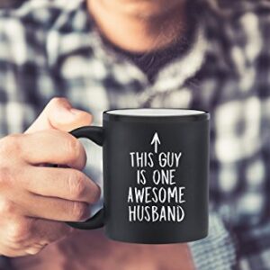 One Awesome Husband Funny Coffee Mug - Anniversary & Birthday Gifts for Husband, Men, Him - Best Husband Gifts from Wife, Her - Bday Present Idea - Fun Husband Mug, Cool Novelty Cup (Matte Black)