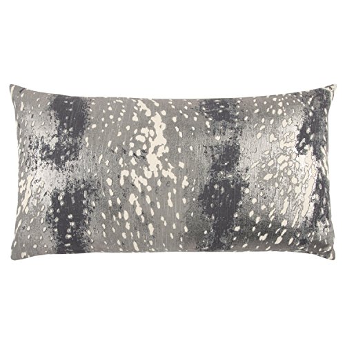 Rizzy Home T13081 Decorative Pillow, 14"X26", Gray/Black/Metallic