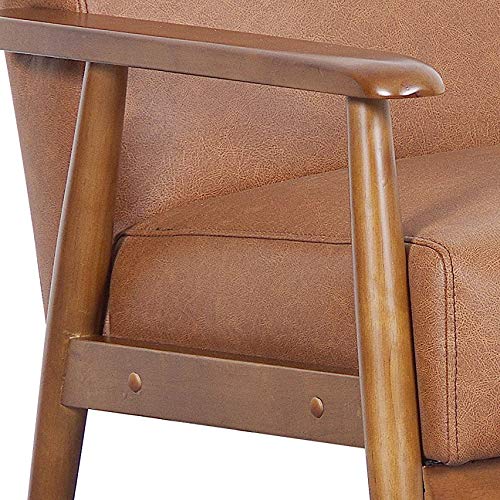 Pulaski DS-D030003-329 Wood Frame Faux Leather Accent Chair, 25.38" x 28.0" x 30.5", Cognac Brown