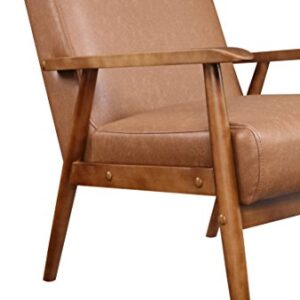 Pulaski DS-D030003-329 Wood Frame Faux Leather Accent Chair, 25.38" x 28.0" x 30.5", Cognac Brown