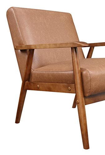 Pulaski DS-D030003-329 Wood Frame Faux Leather Accent Chair, 25.38" x 28.0" x 30.5", Cognac Brown