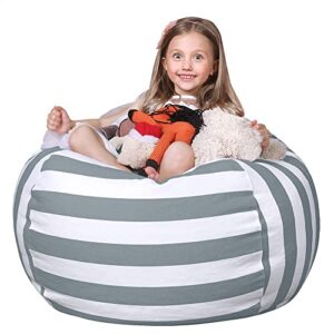 wekapo stuffed animal storage bean bag chair cover for kids | stuffable zipper beanbag for organizing children plush toys large premium cotton canvas