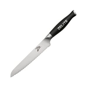 zelite infinity serrated utility knife kitchen, 6 inch knife, chopping knife, kitchen utility knife, knife kitchen utility, kitchen knife - german high carbon stainless steel - razor sharp knife