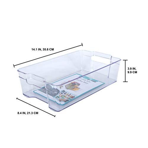 Kitchen Spaces KSL12-AMZ Large Bin Food Storage Organizer for Fridge and Pantry, 14.1" x 8.4" x 3.9", Clear