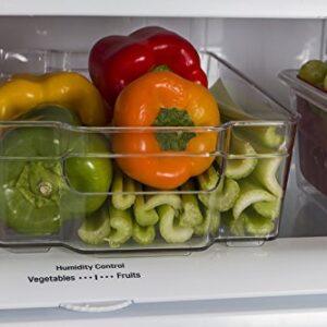 Kitchen Spaces KSL12-AMZ Large Bin Food Storage Organizer for Fridge and Pantry, 14.1" x 8.4" x 3.9", Clear