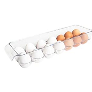 Kitchen Spaces KSEG12-AMZ Egg Tray 14pc Stackable Food Storage Organizer for Refrigerator, 14.5" x 3" x 4.5", Clear