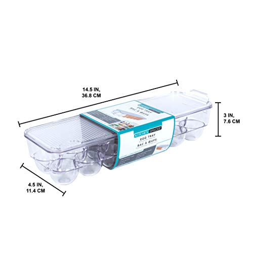 Kitchen Spaces KSEG12-AMZ Egg Tray 14pc Stackable Food Storage Organizer for Refrigerator, 14.5" x 3" x 4.5", Clear