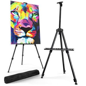 portable artist easel stand - adjustable height painting easel with bag - table top art drawing easels for painting canvas, wedding signs & tabletop easels for display - metal tripod - 21x66 inches