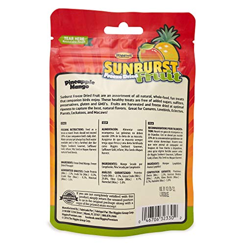 Higgins Sunburst Freeze Dried Fruit Pineapple Mango .5 Ounces