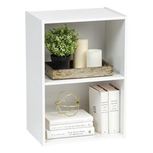 iris usa small spaces wood, bookshelf storage shelf, bookcase, 2-tier, white (596166)