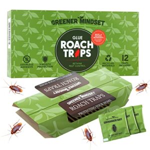 greener mindset roach traps - 12 indoor sticky glue catchers - beetles, spiders, scorpions, ants, centipedes, and cockroach traps