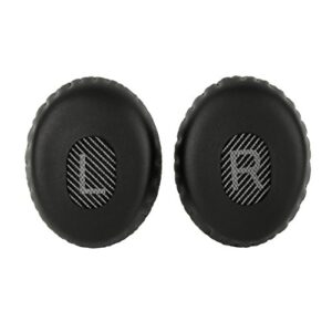 Premium Ear Pads Compatible with Bose QuietComfort 3 (QC3) and Bose On-Ear (OE) Headphones with Grey/Black scrims and L and R Lettering. Premium Protein Leather | Soft High-Density Foam