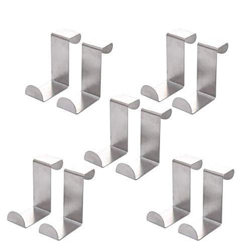 Ogrmar 10PCS Stainless Steel Z Shape Reversible Utility Over Door Back Bathroom Kitchen Organizer Rack Hanger Hook for Clothes Towels Scarves Keys Hats (Silver)