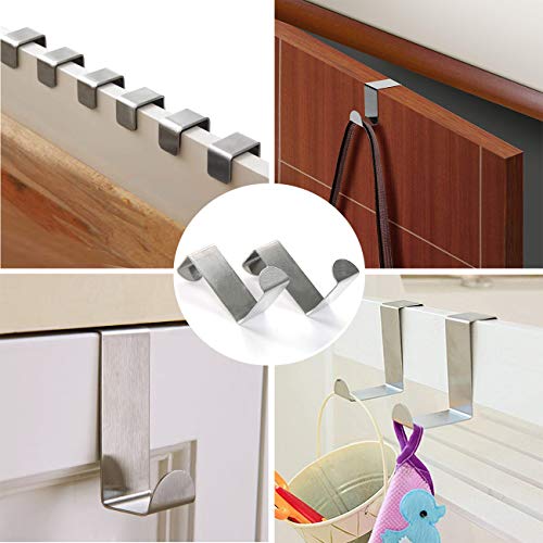 Ogrmar 10PCS Stainless Steel Z Shape Reversible Utility Over Door Back Bathroom Kitchen Organizer Rack Hanger Hook for Clothes Towels Scarves Keys Hats (Silver)