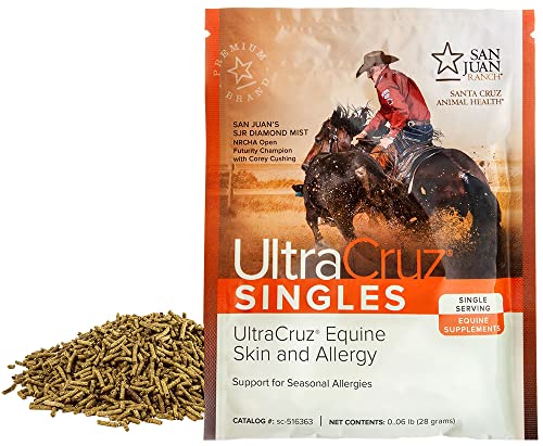 UltraCruz Equine Skin and Allergy Supplement for Horses, 120 Single Servings, Pellet (60 Day Supply)