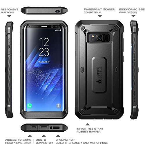 SUPCASE Unicorn Beetle PRO Series Phone Case for Samsung Galaxy S8 Plus, Full-Body Rugged Holster Case with Built-in SP for Galaxy S8 Plus (Black)