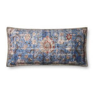 loloi p0652 pillow cover with poly fill, 12" x 27", blue/multi