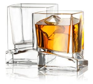 joyjolt carre square scotch glasses, old fashioned whiskey glasses 10-ounce, ultra clear whiskey glass for bourbon and liquor set of 2 glassware