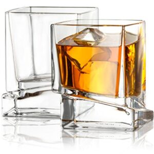 JoyJolt Carre Square Scotch Glasses, Old Fashioned Whiskey Glasses 10-Ounce, Ultra Clear Whiskey Glass for Bourbon and Liquor Set Of 2 Glassware