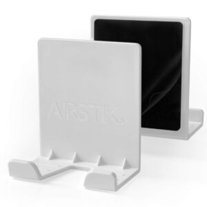 airstik cradle universal glass mount phone holder reusable tiktok facetime compatible with iphone ipad cell phone for bathroom kitchen shower dorm office made in usa glass, mirrors, windows (white)