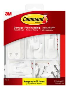 command variety pack, picture hanging strips, wire hooks and utility hooks, damage free hanging variety pack for up to 19 items, 1 kit