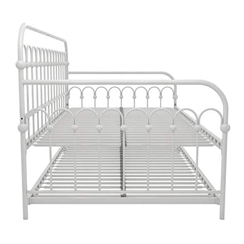 Novogratz Bright Pop Twin Metal Daybed and Trundle, Stylish & Multifunctional, Built-in Casters, White